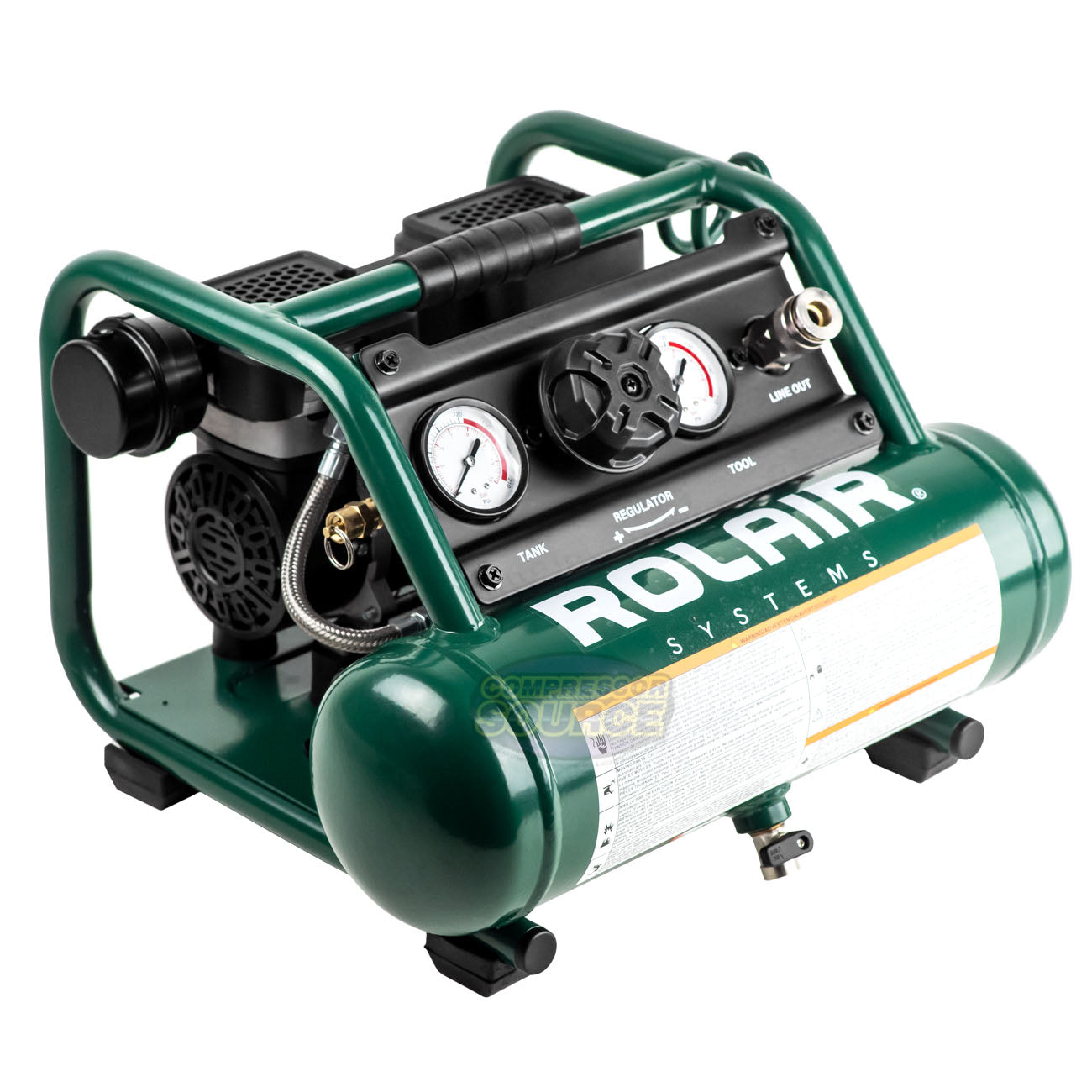 .5 HP 1 Gallon 1 CFM @ 90 PSI Portable Air Compressor Oilless Rolair A ...