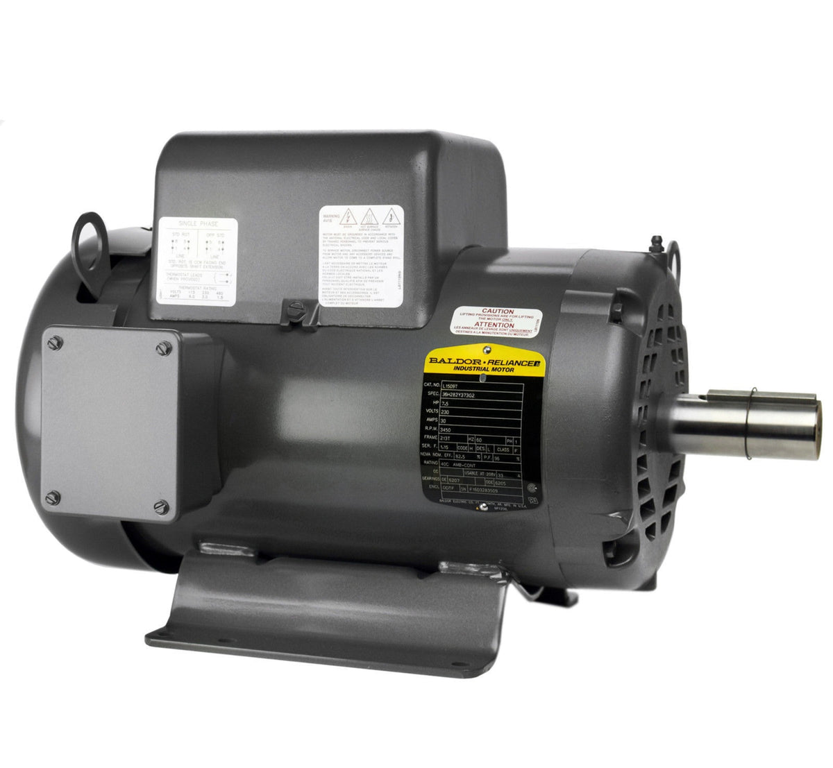 Baldor L1509T 7.5 HP 1 Phase Motor 213T 3450 RPM | Compressor Source