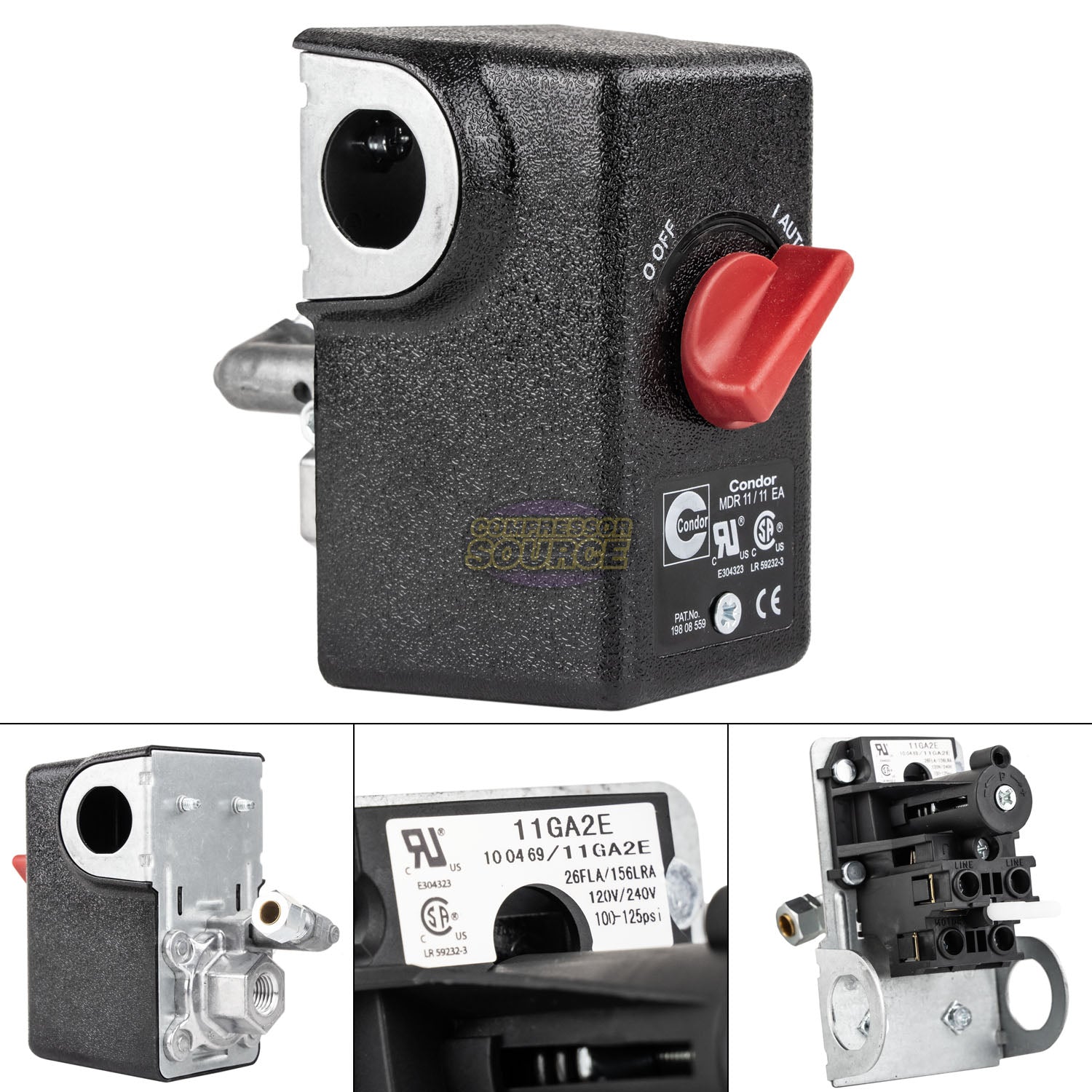 Condor 11GA2E Pressure Switch Control Valve 100-125PSI 1 Port 1/4" FNP ...