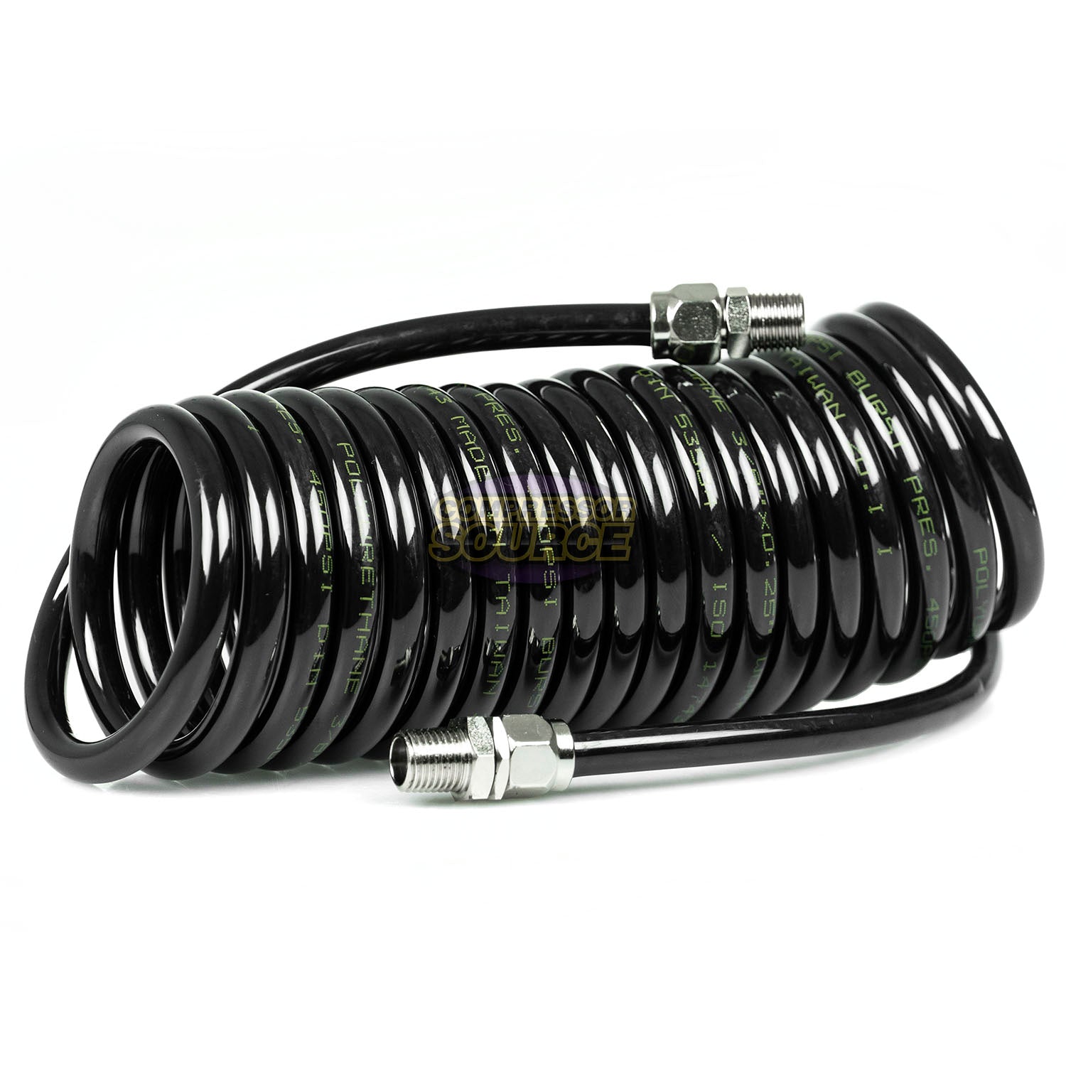 Premium 1/4" x 15' Air Compressor Coil Hose Polyurethane Coiled Swivel ...