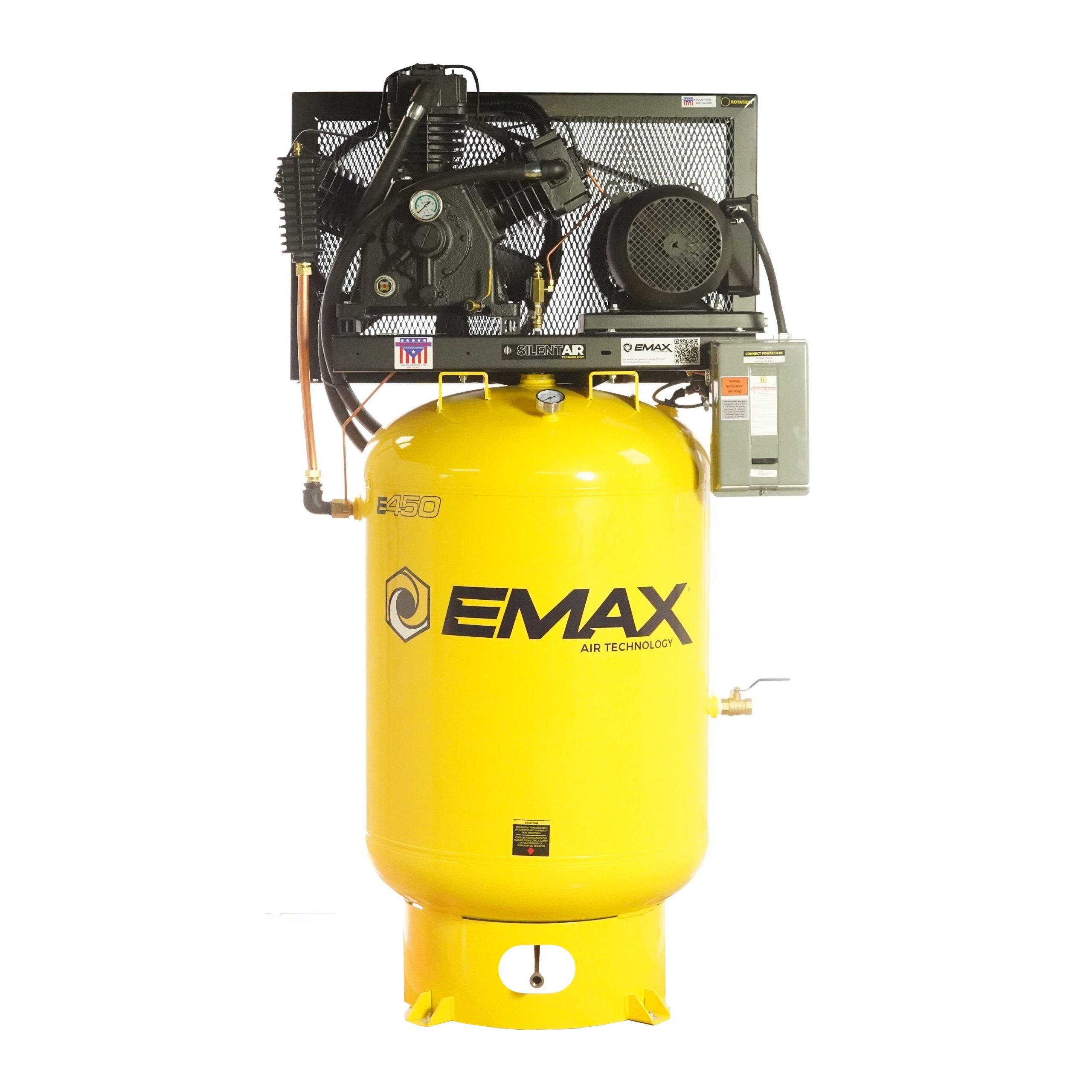 EMAX 15 HP Air Compressor 3 Phase 120 Gallon Vertical Tank - 57 CFM ...