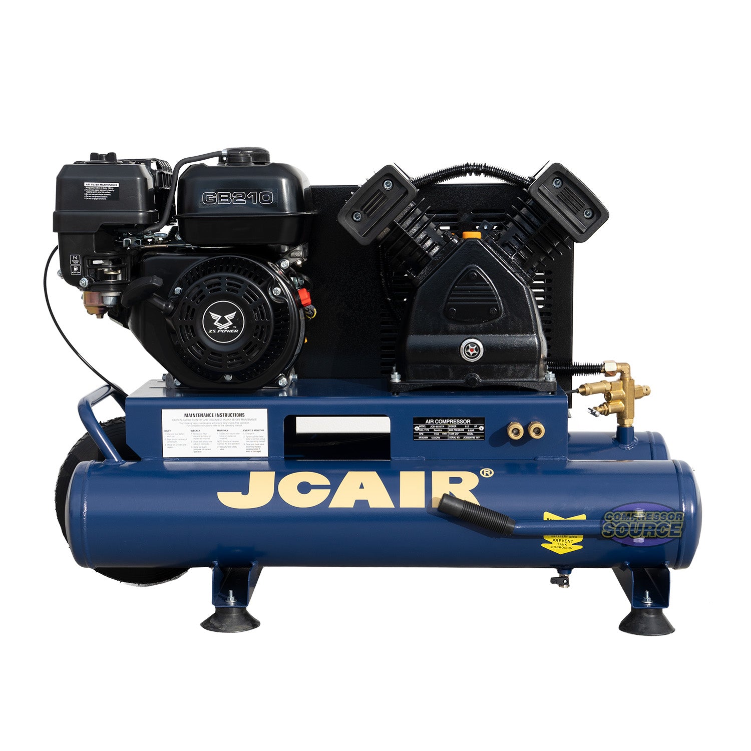10-Gallon Wheelbarrow Air Compressor 12.5 CFM w/Gas Engine JCB-6508G ...