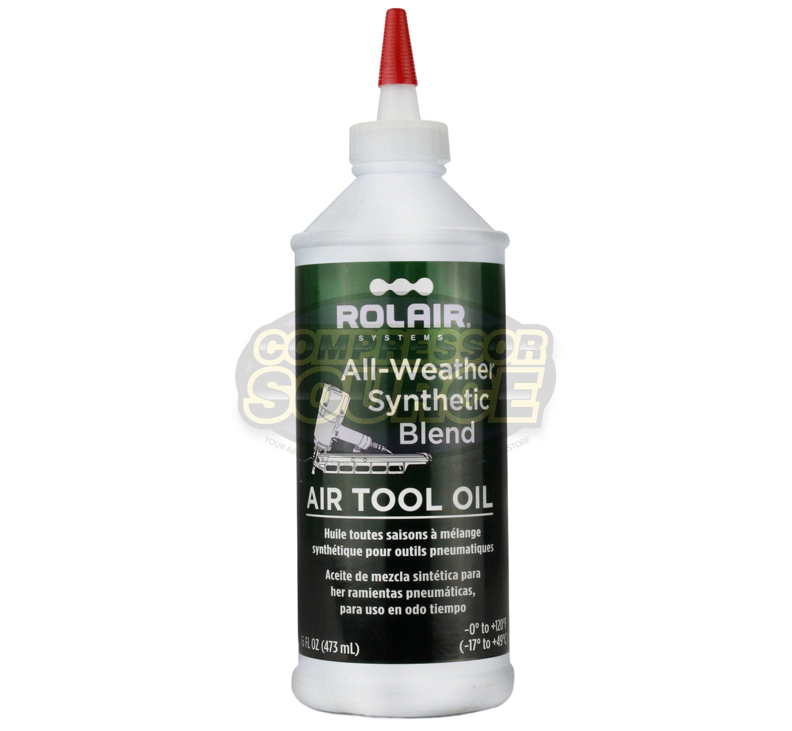 Rolair Pneumatic Air Tool Oil Lubricant 16oz. w/ Easy Pour Spout ...