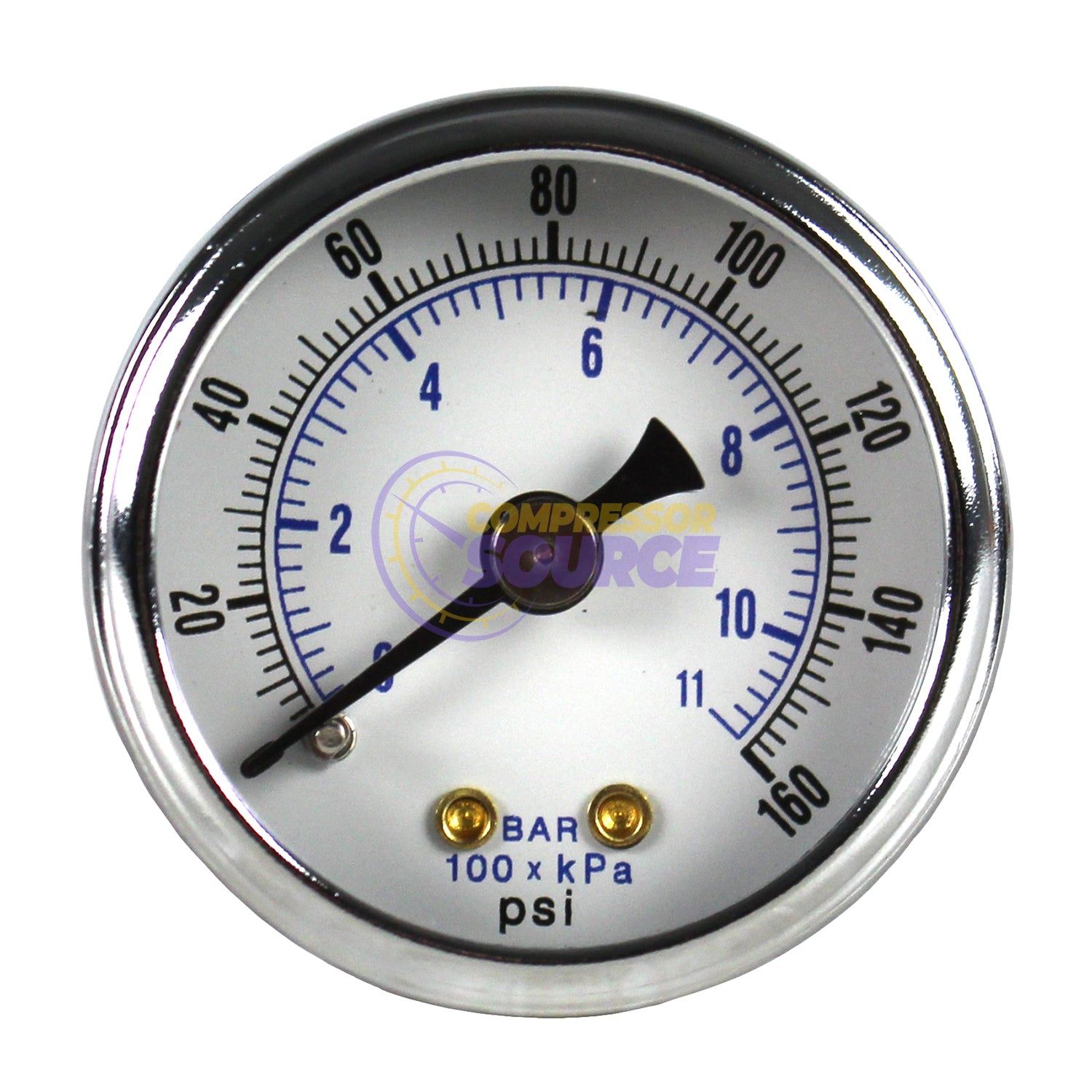 1.5" Face Dry Pressure Gauge 0-160 PSI Back Mount 1/8" NPT Air Compres ...