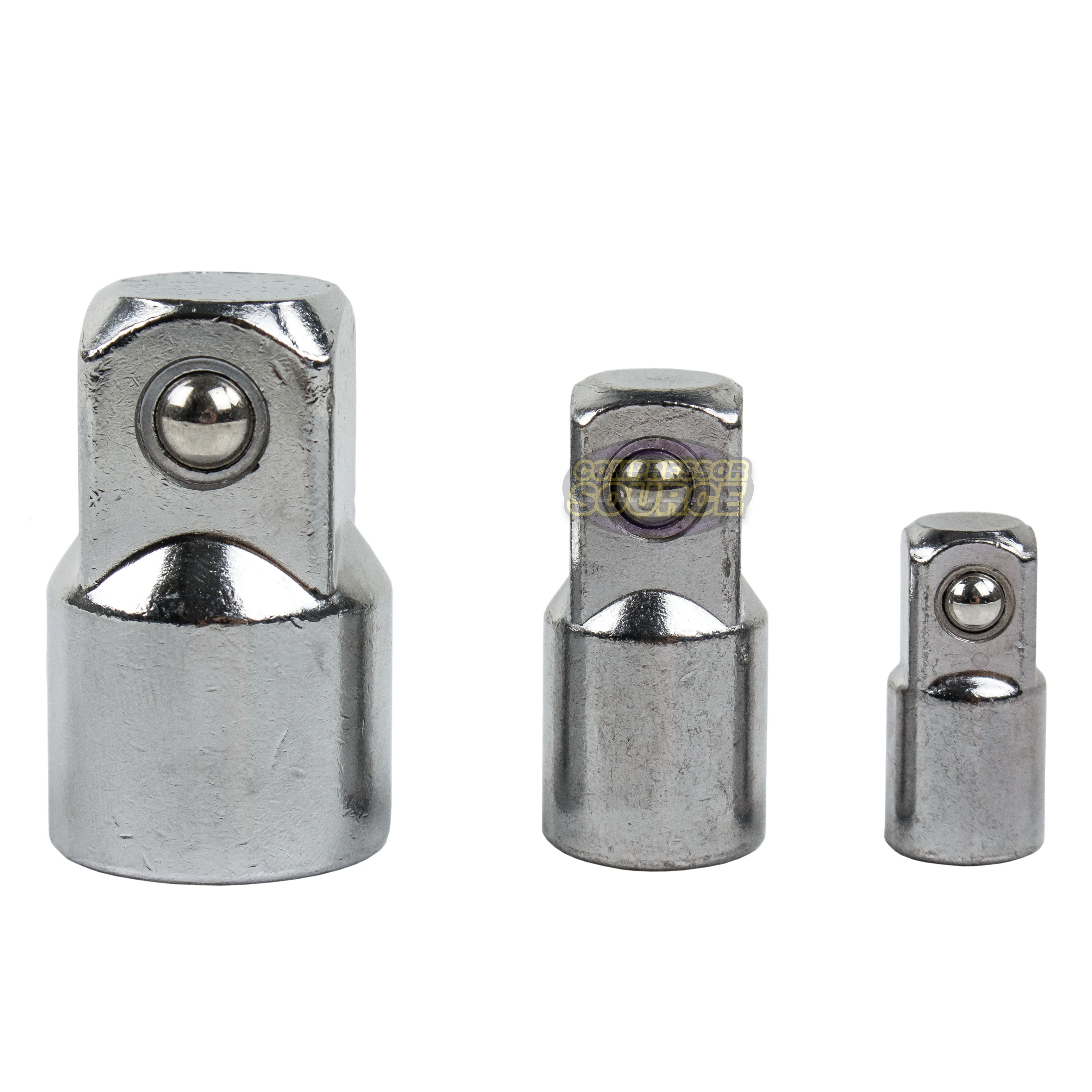 3 Piece Socket Adapter Set Increasing 3/8" 1/2" 3/4" Female 1/4" 3/8 ...